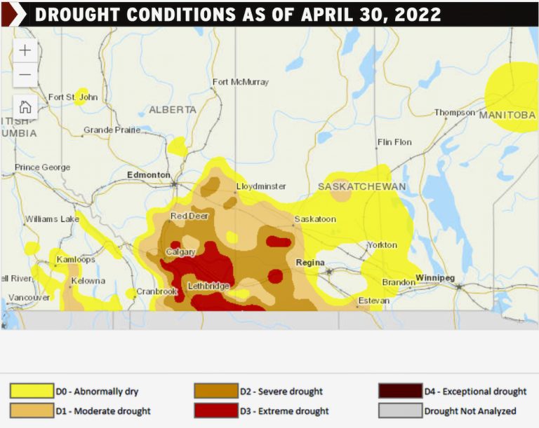 Drought monitor drills down into the very dry conditions - Alberta ...