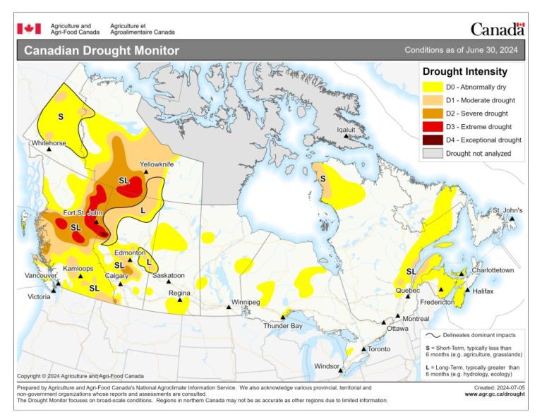 Prairie drought conditions improve in June: AAFC - Alberta Farmer Express